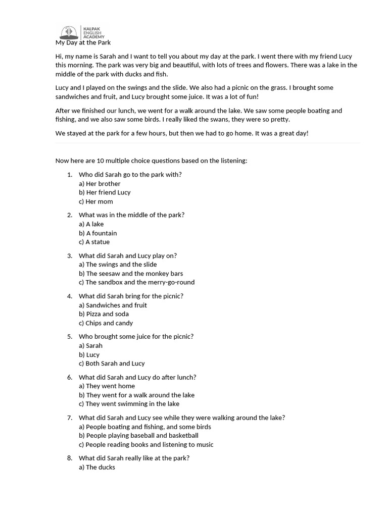 Listening Comprehention Test (Long) | PDF