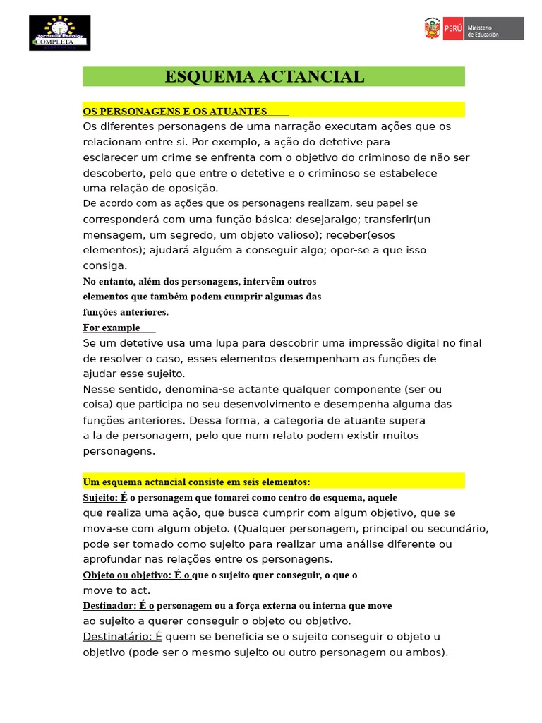Esquema Actancial e Seus Elementos | PDF