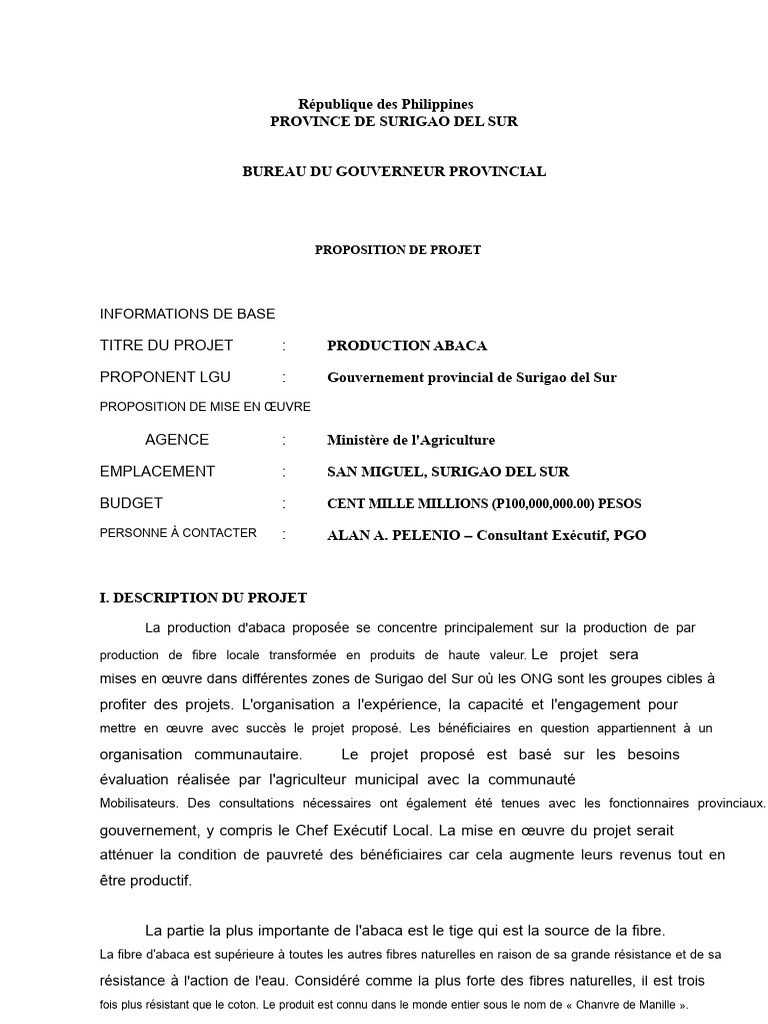 Projet de production d'abaca à Surigao | PDF