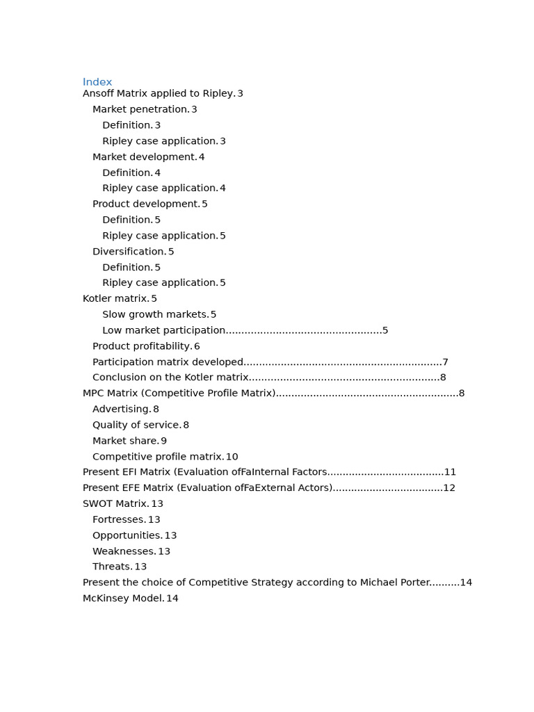 Final Ripley EFI EFE Matrices | PDF | Retail | Swot Analysis
