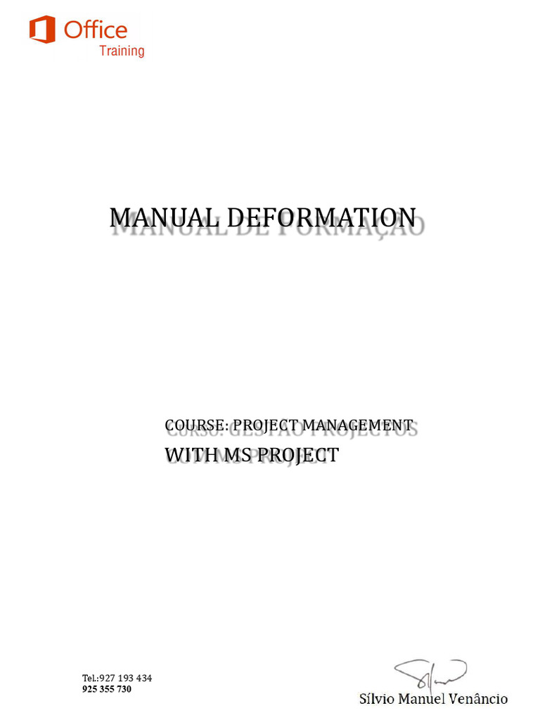 TRAINING MANUAL - Project Management With MS Project | PDF | Computing