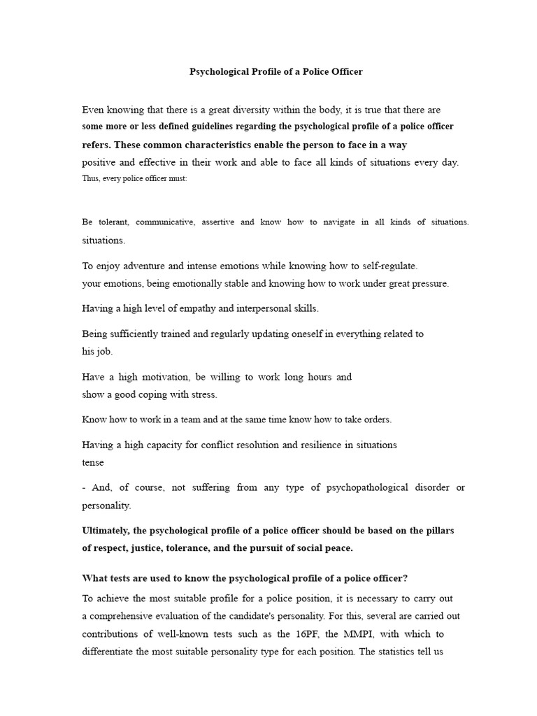 Police Officer Psychological Profile Insights | PDF | Empathy ...