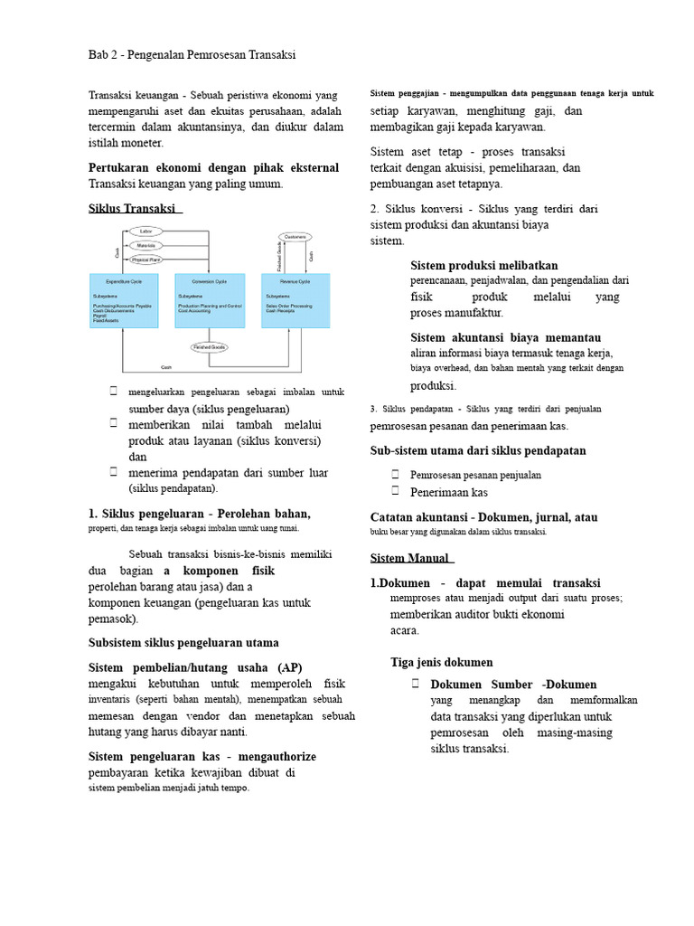 AIS Bab 2 Pengenalan Pemrosesan Transaksi | PDF