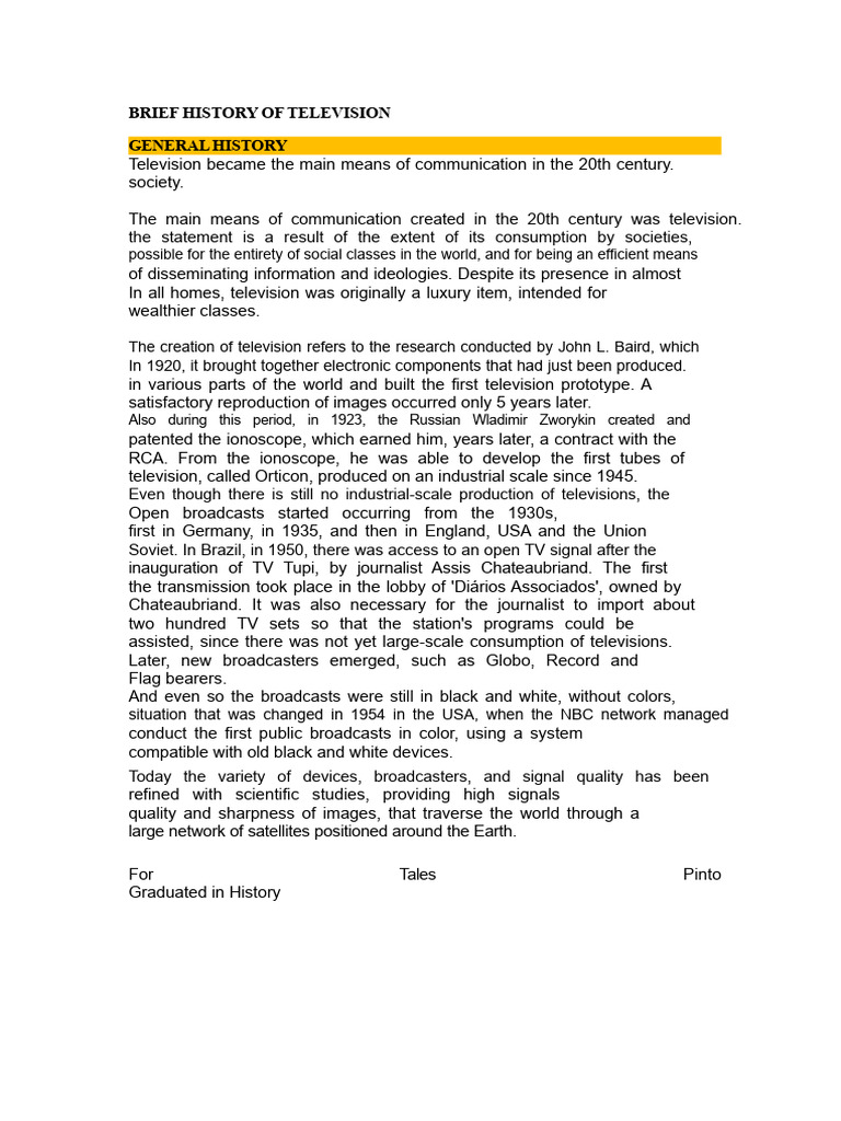 Evolution of Television History | PDF | Television | Digital Television