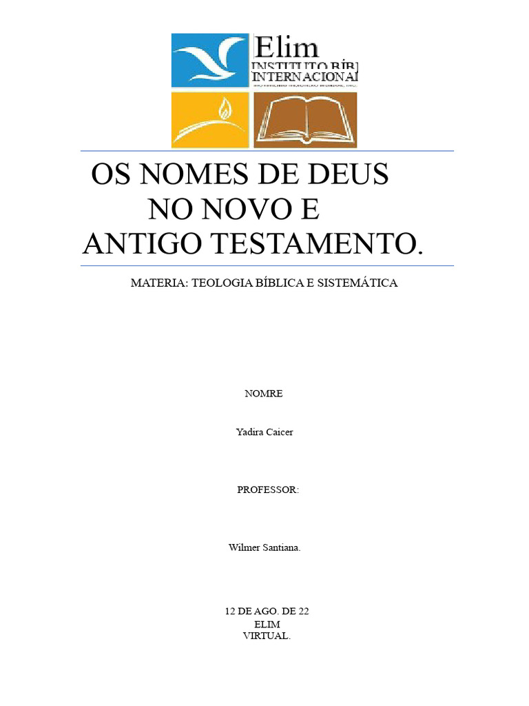 Nomes de Deus na Bíblia: Significados e Versículos | PDF | Deus | Jesus