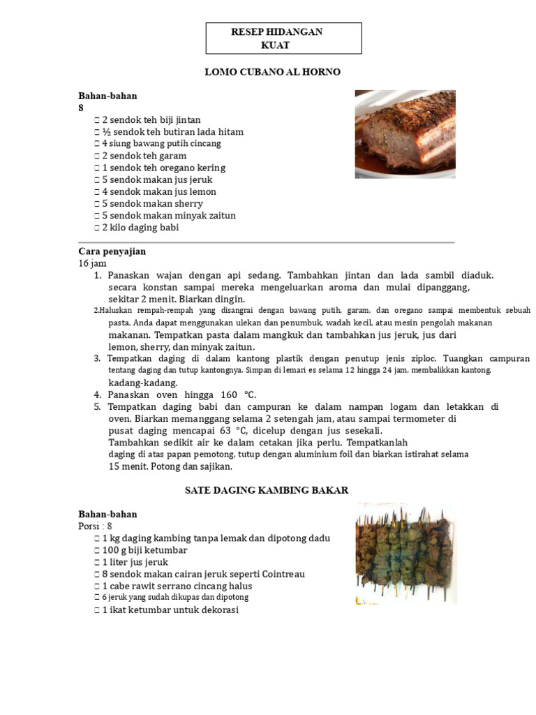 Resep Lomo Cubano dan Hidangan Daging | PDF