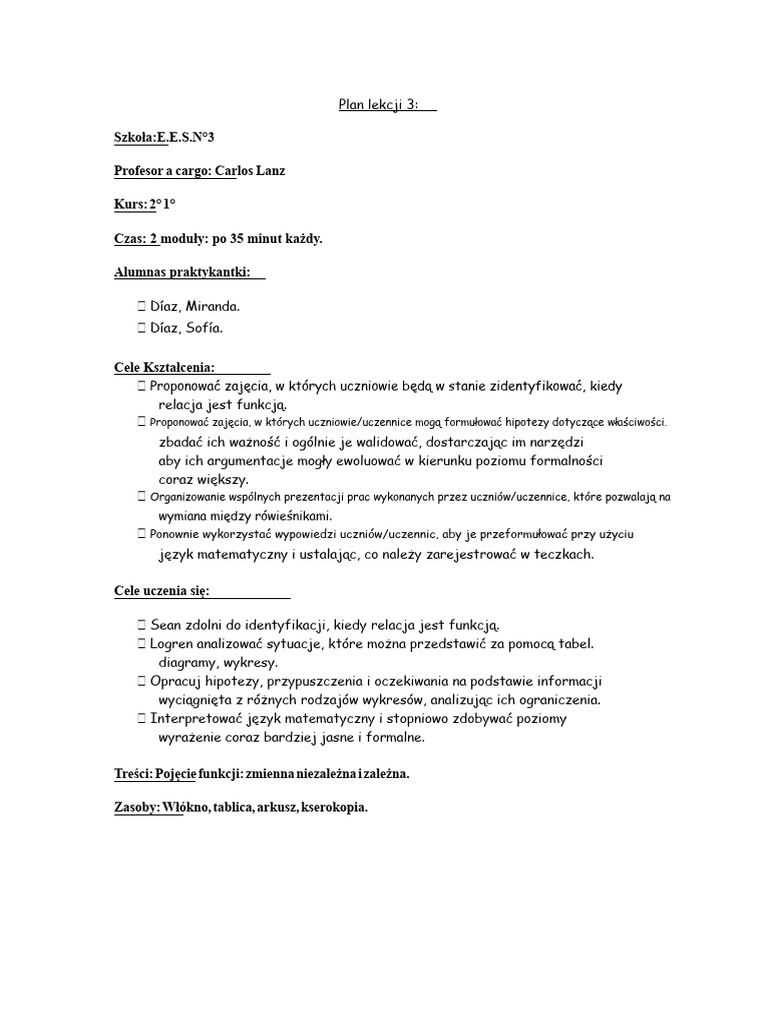 Plan 3 Koncepcja Funkcja | PDF
