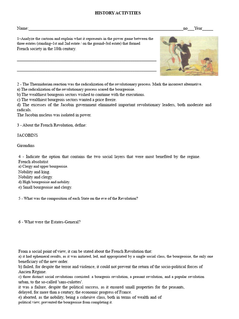 French Revolution History Activities | PDF | French Revolution ...