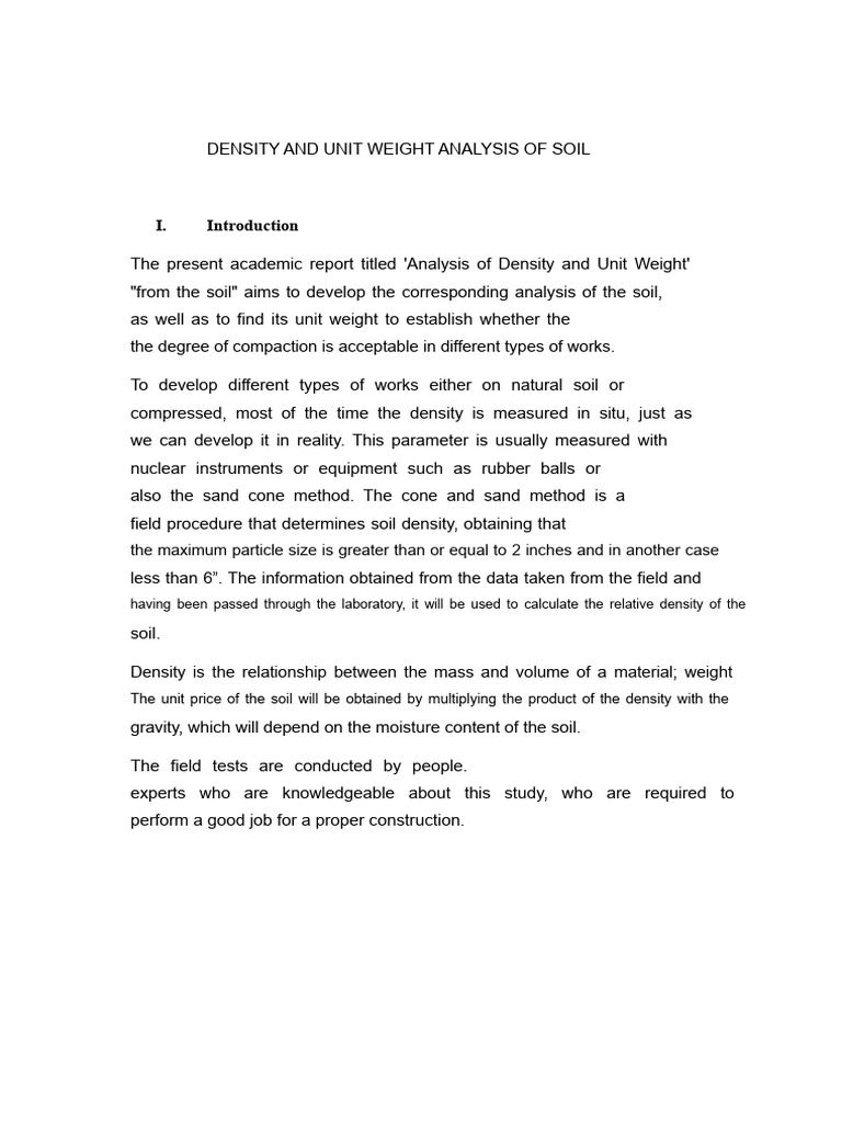 Analysis of Soil Density and Unit Weight | PDF