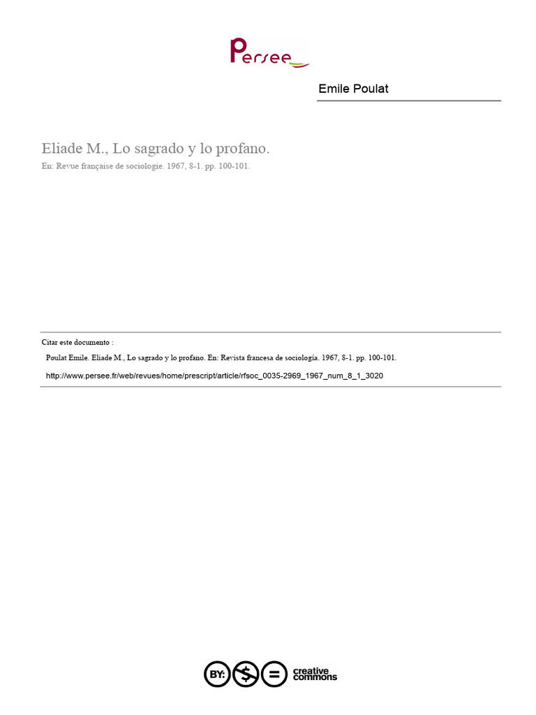 Eliade M., Lo Sagrado y Lo Profano. | PDF