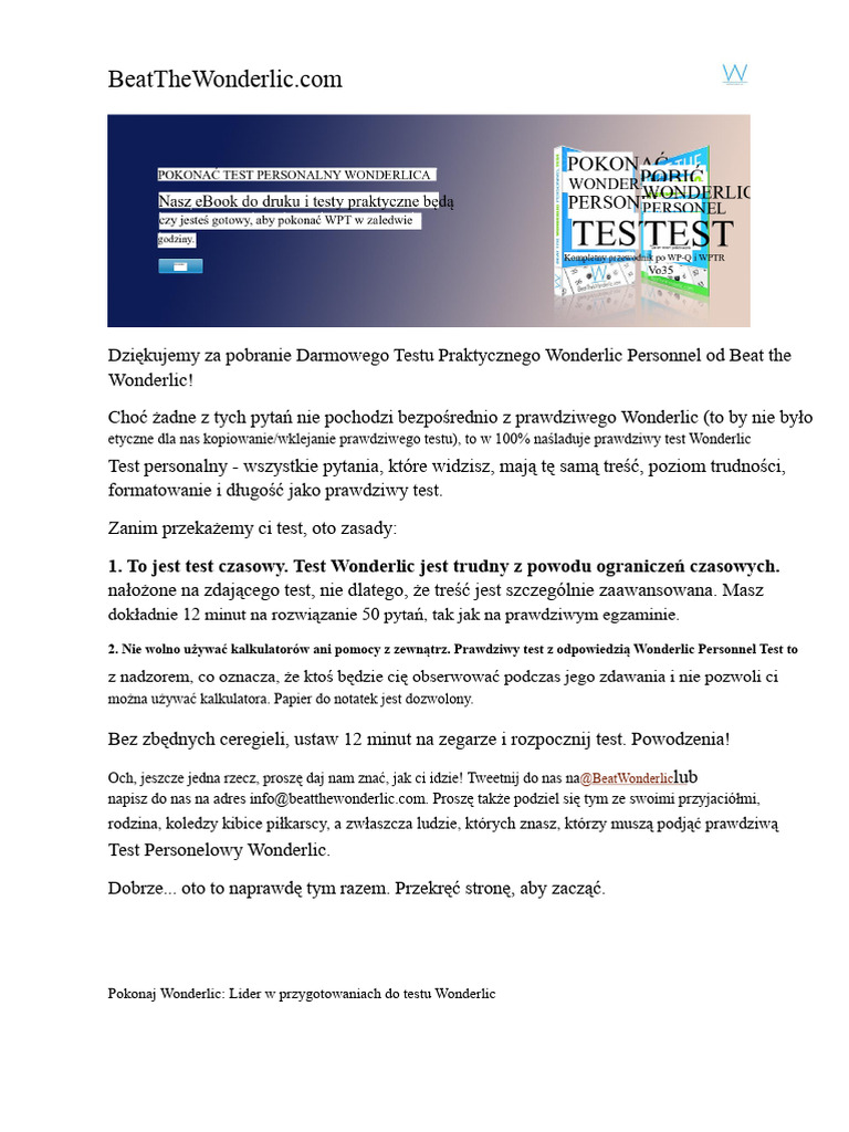 Test Praktyczny Wonderlic | PDF