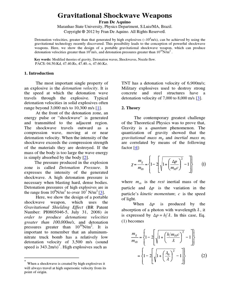 Gravitational Shockwave Weapons | PDF | Shock Wave | Gravity