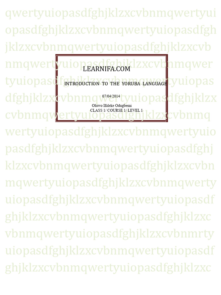 Yoruba Alphabet COURSE 1 | PDF | Alphabet | Tone (Linguistics)