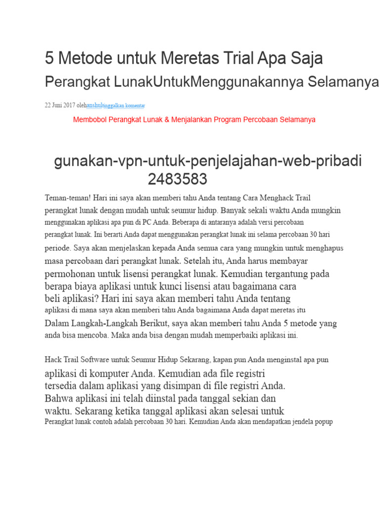 5 Cara Hack Software Trial Selamanya | PDF