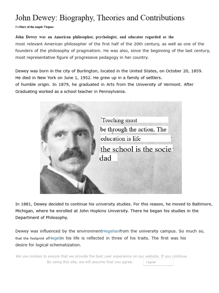 John Dewey: Biography, Theories, and Contributions - Lifeder | PDF ...