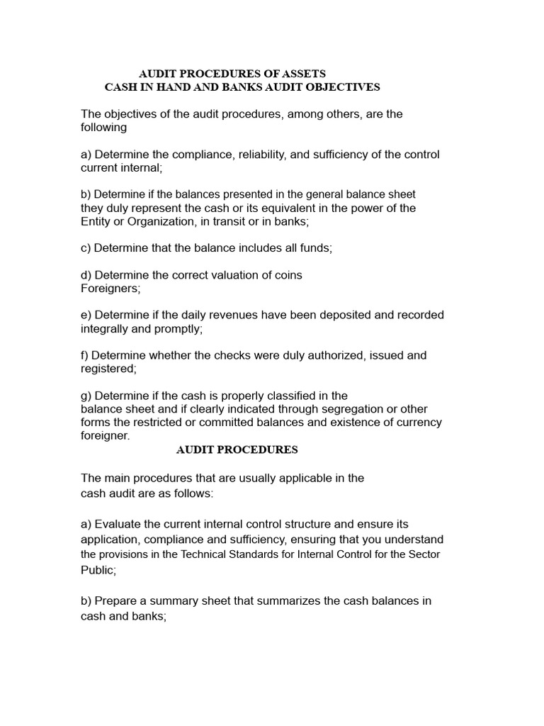 Audit Procedures for Cash Management | PDF | Audit | Internal Control