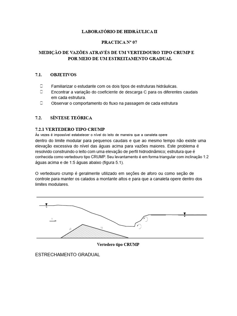 Prática #7 VERTEDOURO TIPO CRUMP | PDF | Vertedouro | Equações