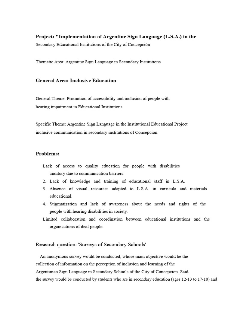 Project of Argentine Sign Language and Education | PDF | Sign Language ...