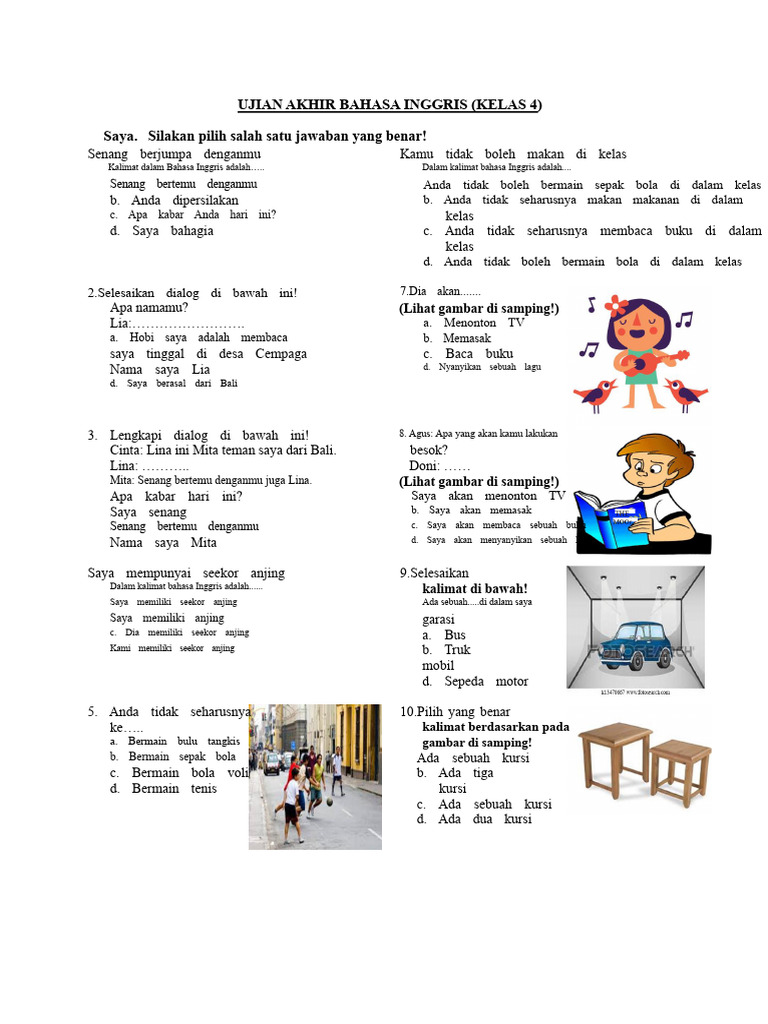 Example Text For English Questions Grade 5 Curriculum 2013 | PDF
