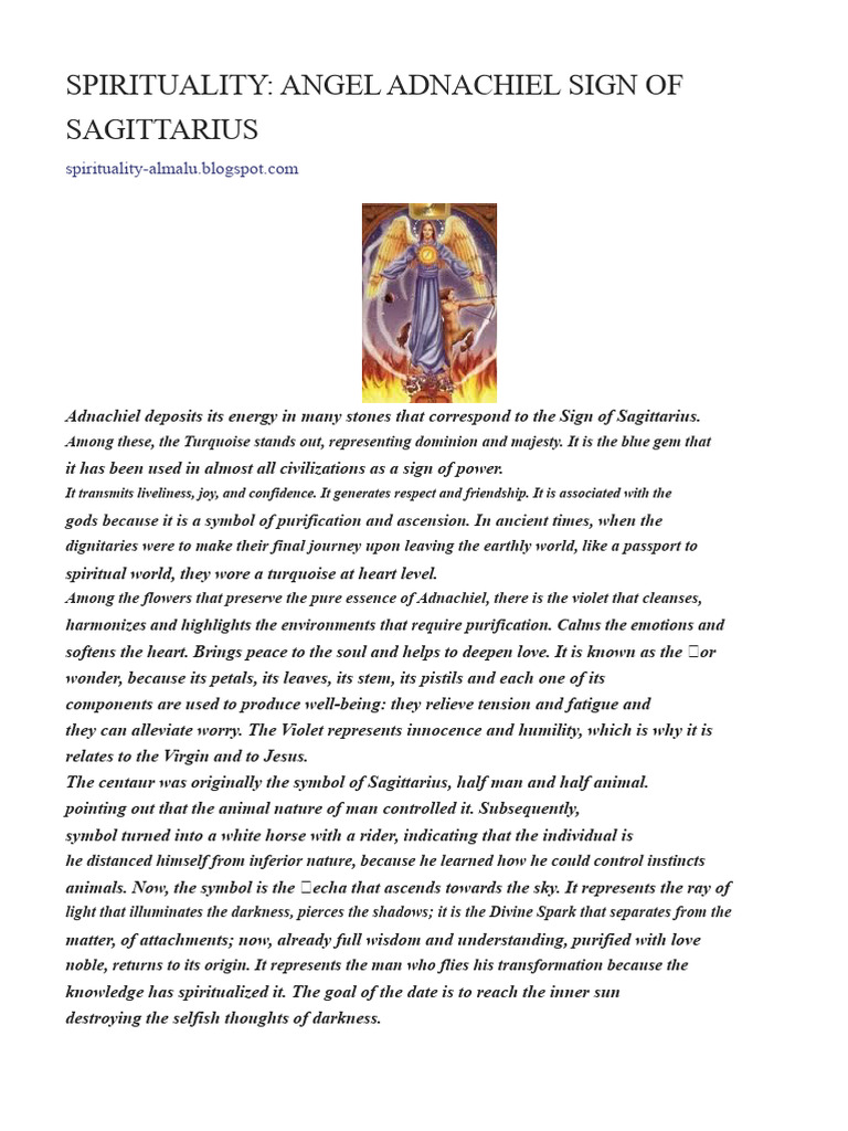 Spirituality - Angel Adnachiel Sign of Sagittarius | PDF