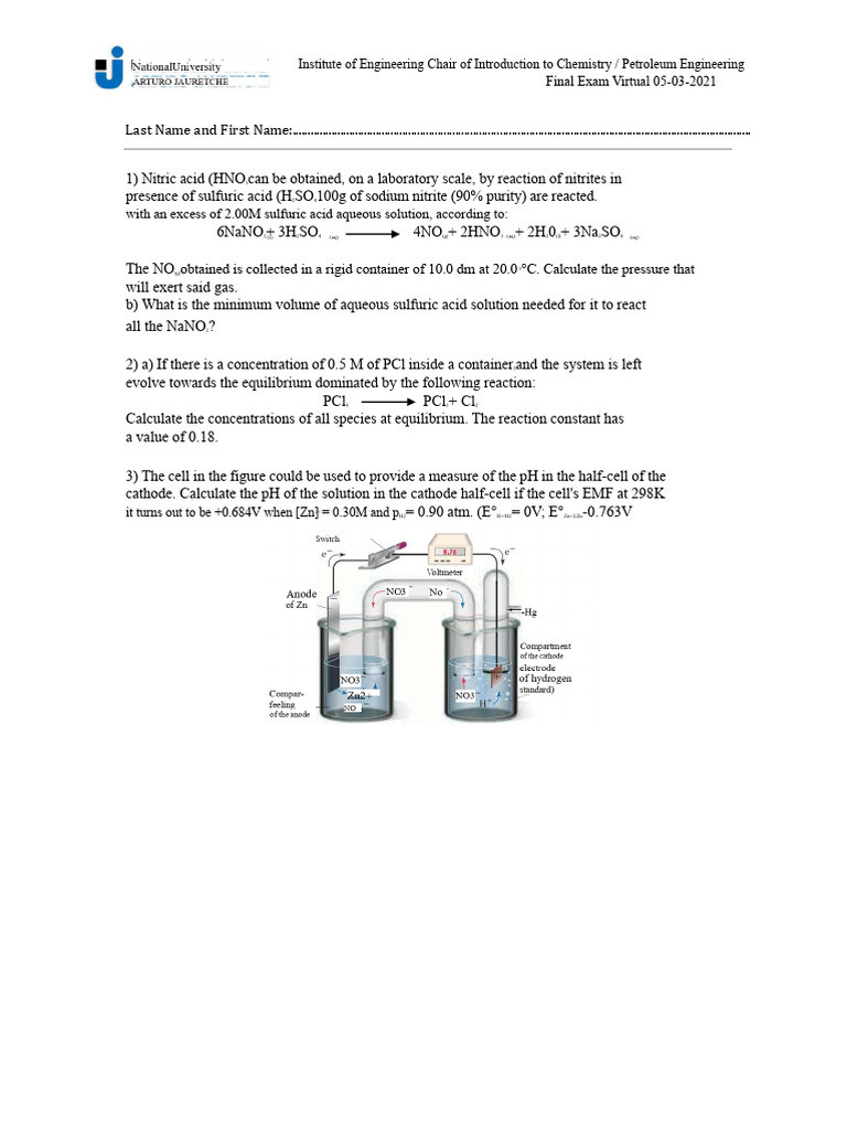 Final Exam Chemistry UNAJ | PDF