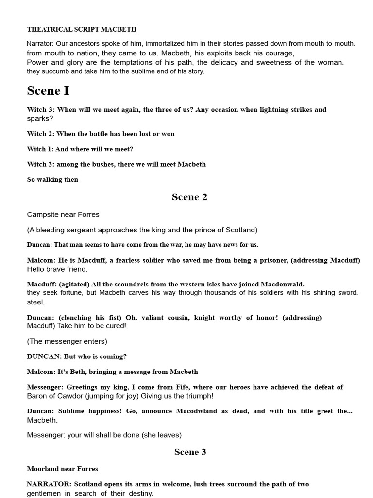 Macbeth Theatrical Script Excerpt | PDF | Macbeth | Shakespearean Tragedies