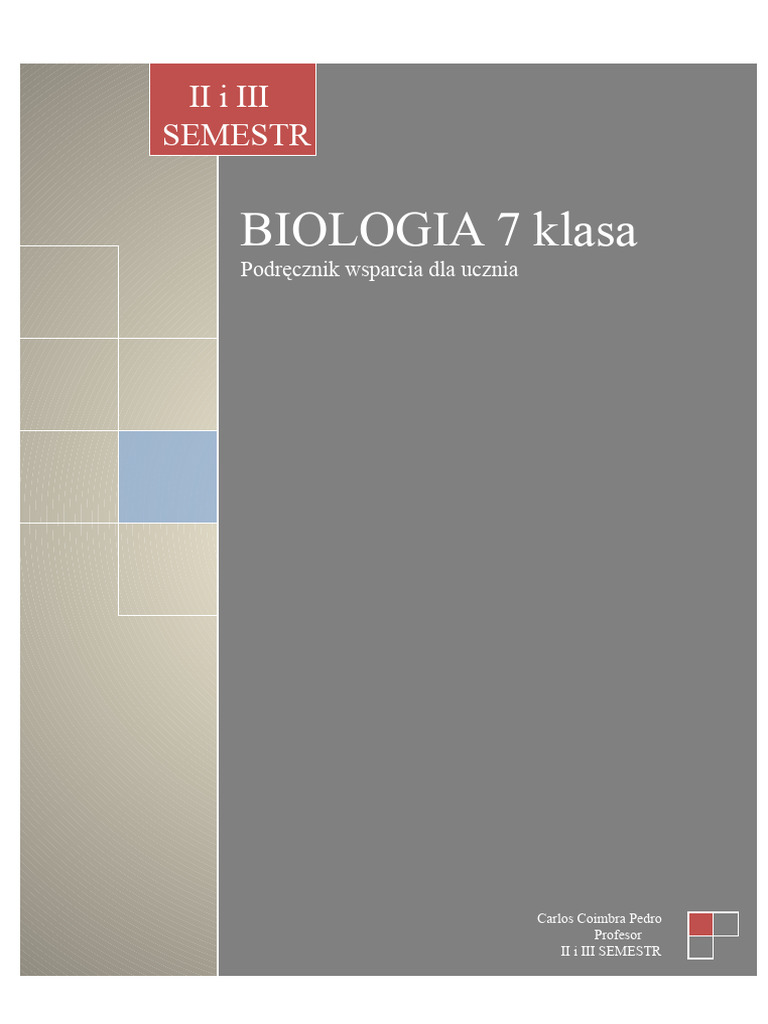 Podręcznik Biologii Klasa 7 I TRYMESTR | PDF