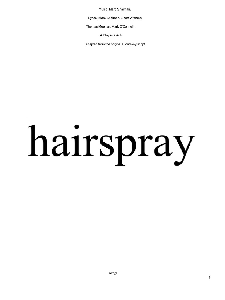 Hairspray Musical Script Overview | PDF