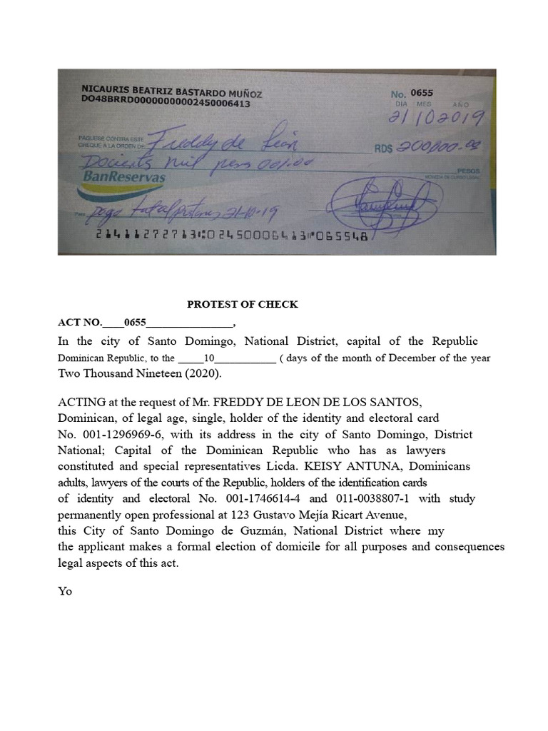 Protest Notice of Check Issued | PDF | Lawsuit | Fraud