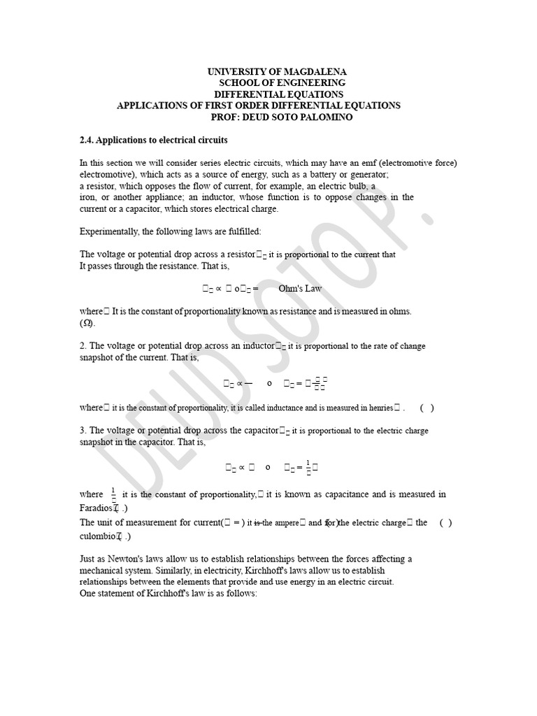 Applications To Electrical Circuits | PDF | Electrical Network | Voltage