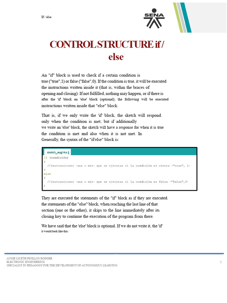 If Else Control Structure PDF | PDF | Computer Programming | Software ...