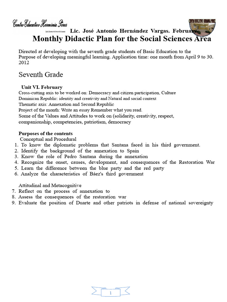April Lesson Plan For Seventh Grade Social Studies | PDF | Learning ...