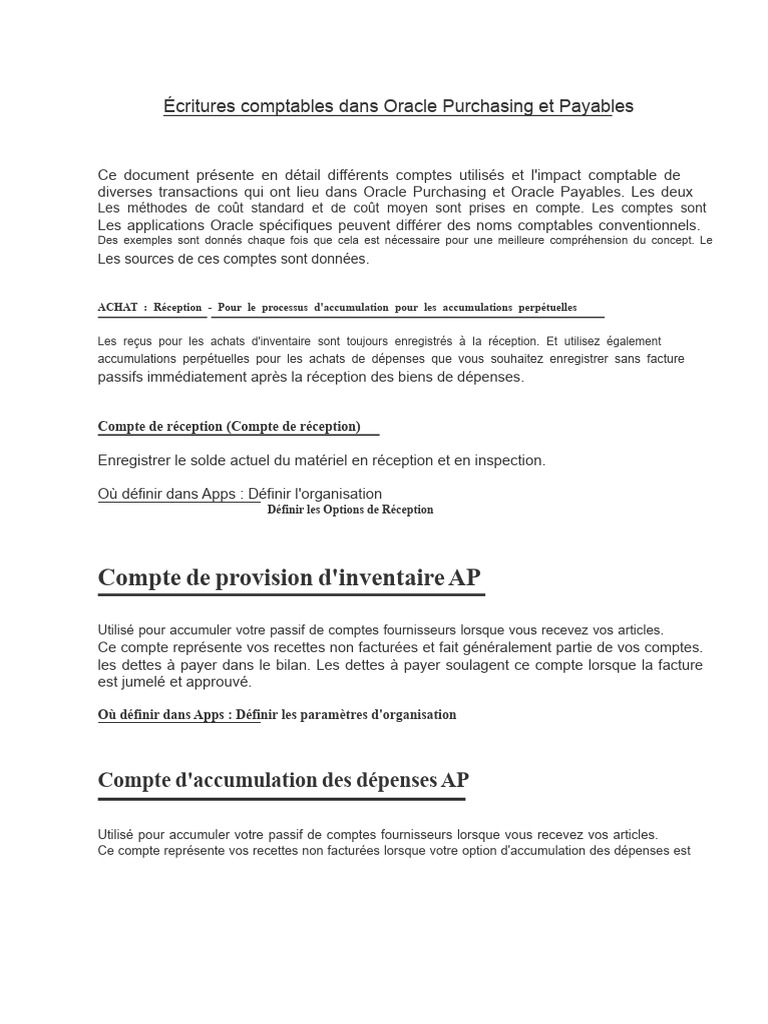 Écritures Comptables Dans Oracle Achats Et Comptes Fournisseurs | PDF ...