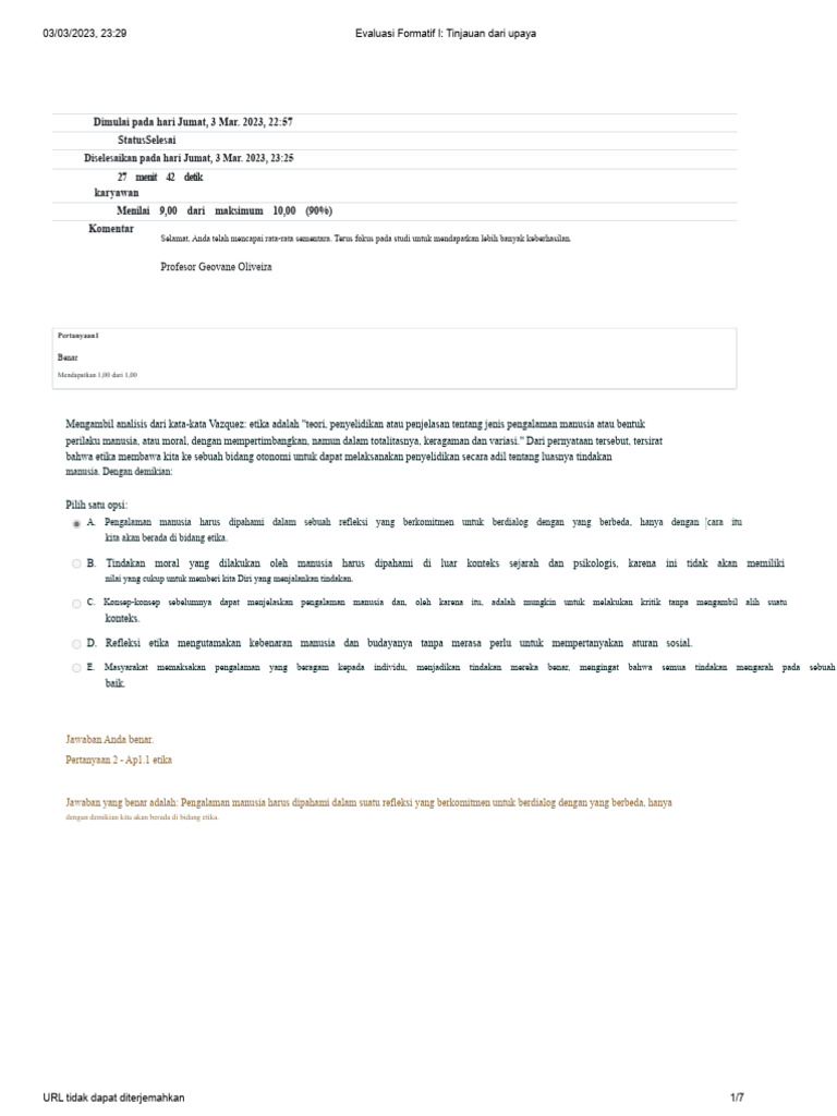Penilaian Formatif I | PDF