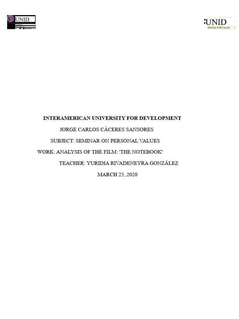 Analysis of 'The Notebook' Film Themes | PDF | Marriage