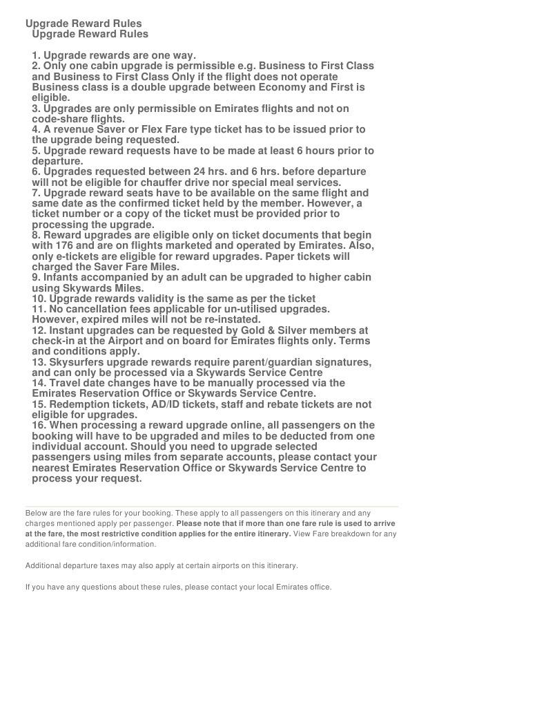 Emirates Fare Conditions | PDF | Emirates (Airline) | Ticket (Admission)