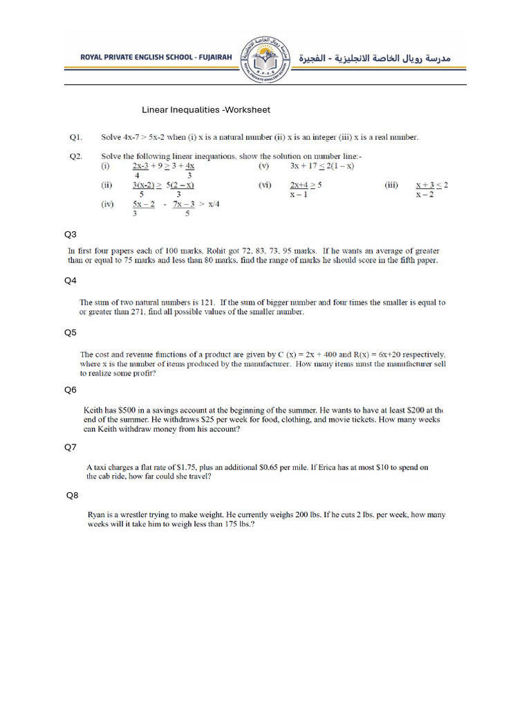 5-Linear Inequalities | PDF