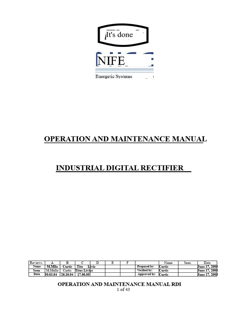 Operation and Maintenance Manual RDI Port | PDF | Rectifier | Power Supply