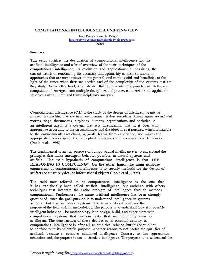 Computational Intelligence Pdf Immune System Intelligence