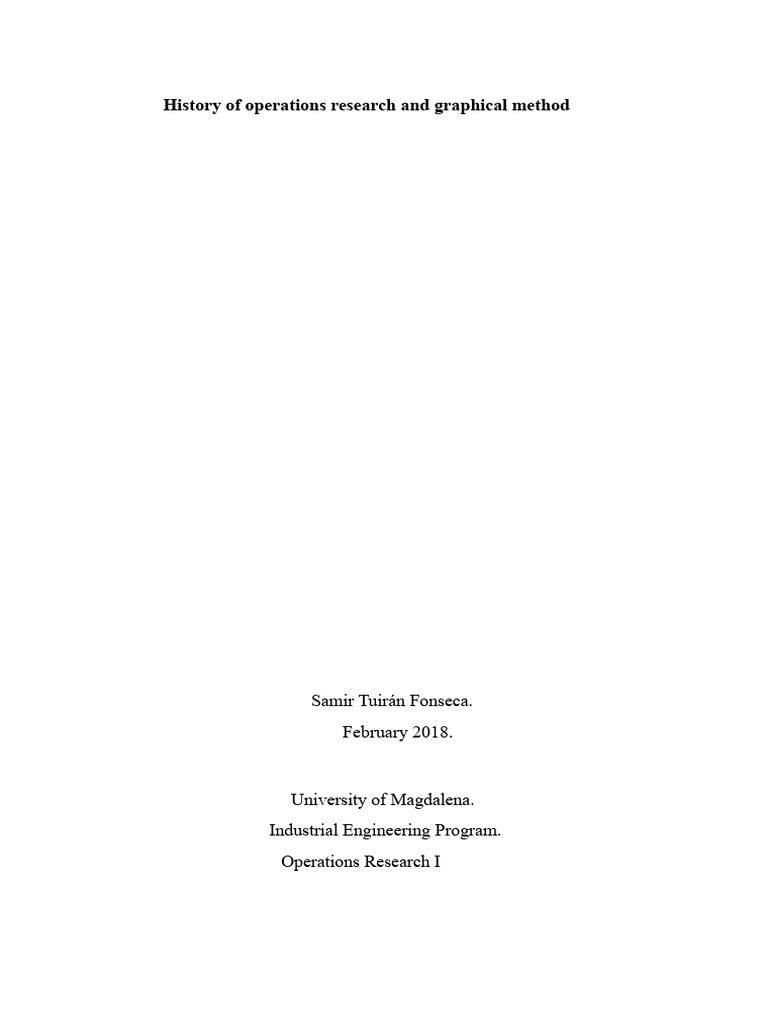 History of Operations Research and Graphical Method | PDF | Operations Research | Mathematical ...