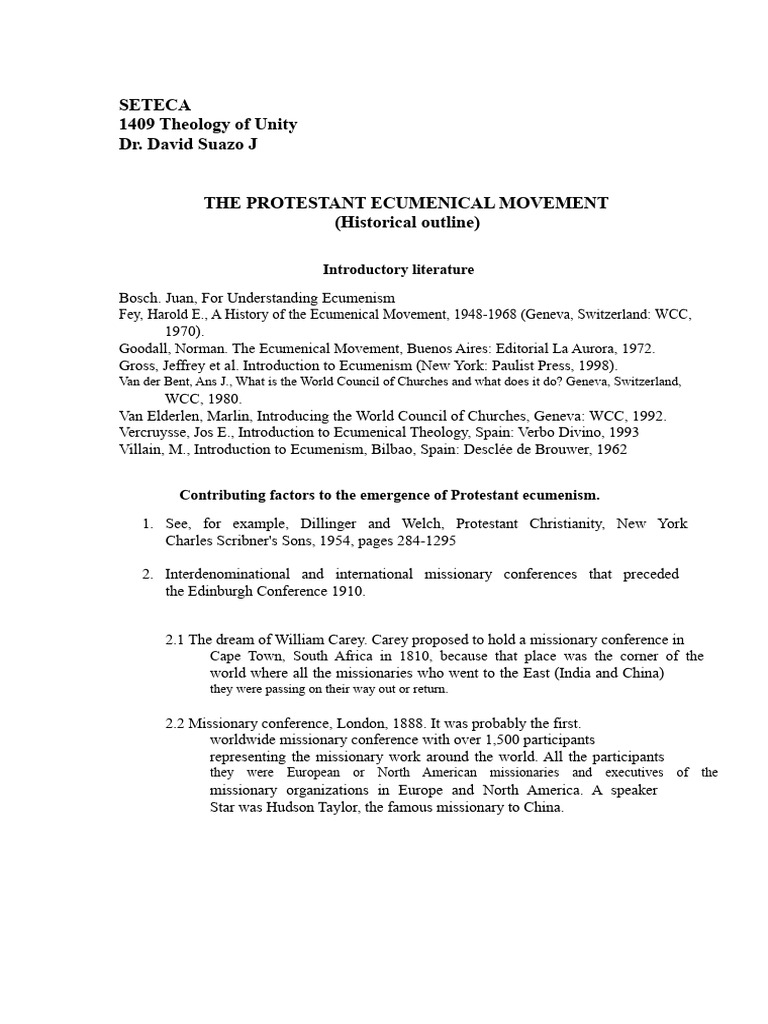 The Protestant Ecumenical Movement | PDF | Ecumenism | Christian ...