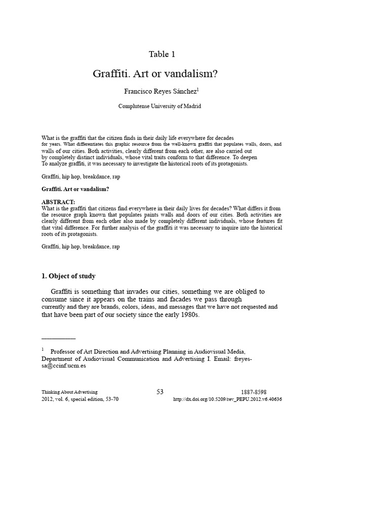 Graffiti Art or Vandalism PDF | PDF | Graffiti