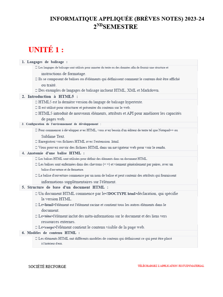 Introduction à HTML et CSS 2023-24 | PDF | Langage de balisage | Html