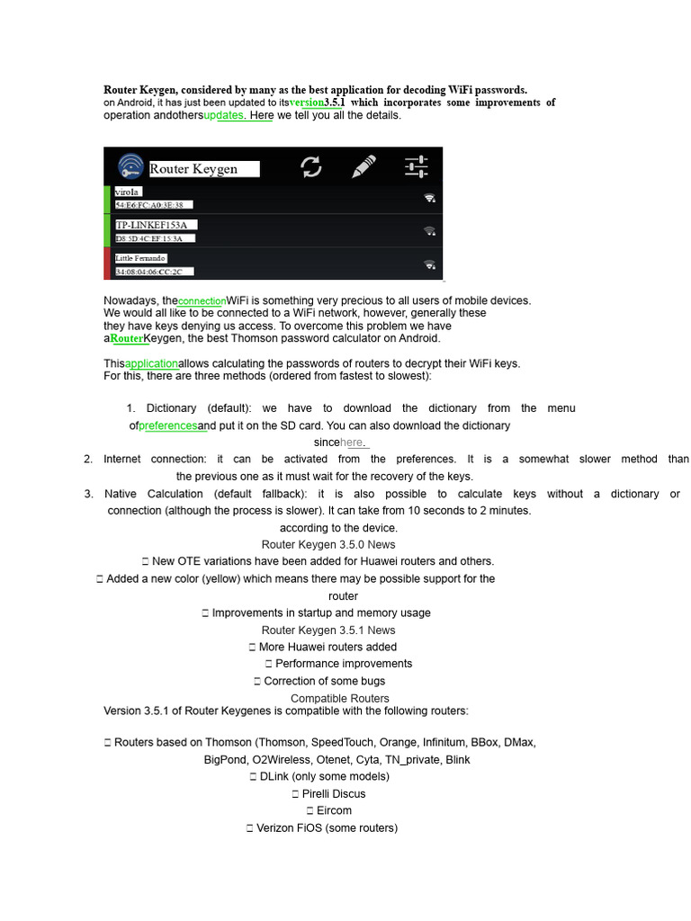 Router Keygen 3.5.1: WiFi Key Decoder | PDF | Android (Operating System ...
