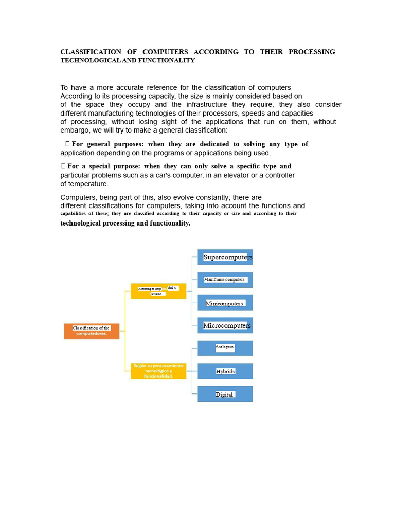Classification of Computers According To Their Technological Processing ...