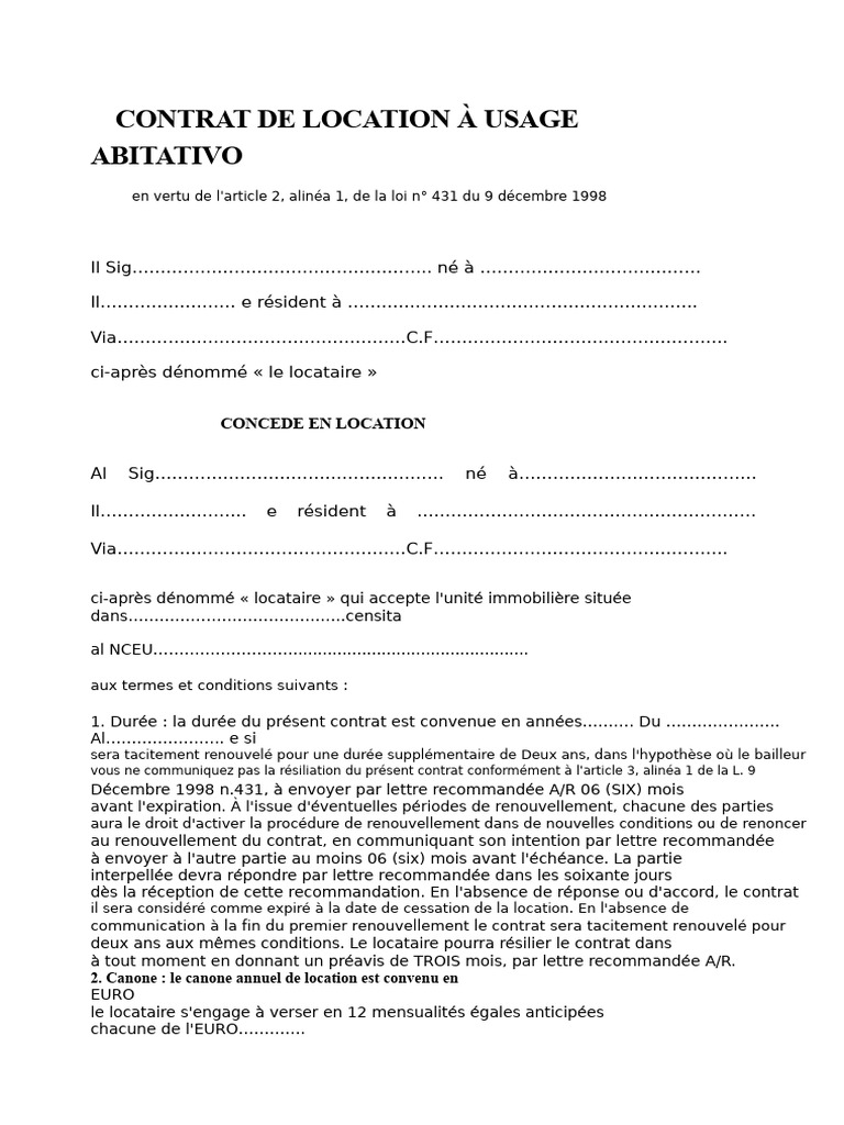 Contrat de Location Simple | PDF | Location | Compétence