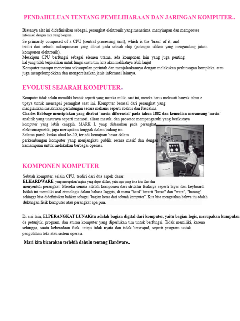 Pembacaan Pengantar Perawatan Dan Jaringan Komputer | PDF