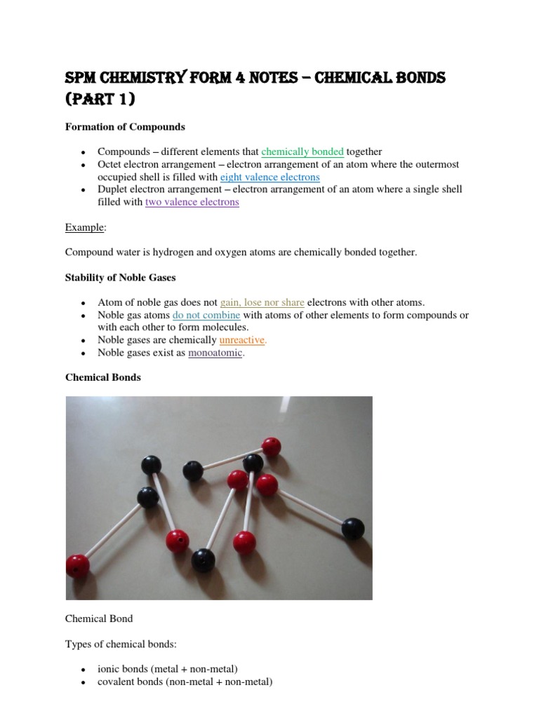 SPM Chemistry Form 4 Notes | PDF | Mole (Unit) | Molecules