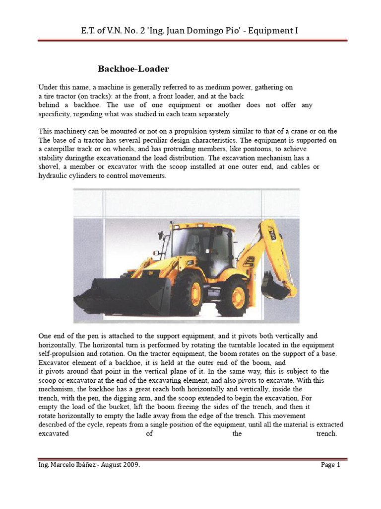 Backhoe-Loader Equipment Overview | PDF | Loader (Equipment ...