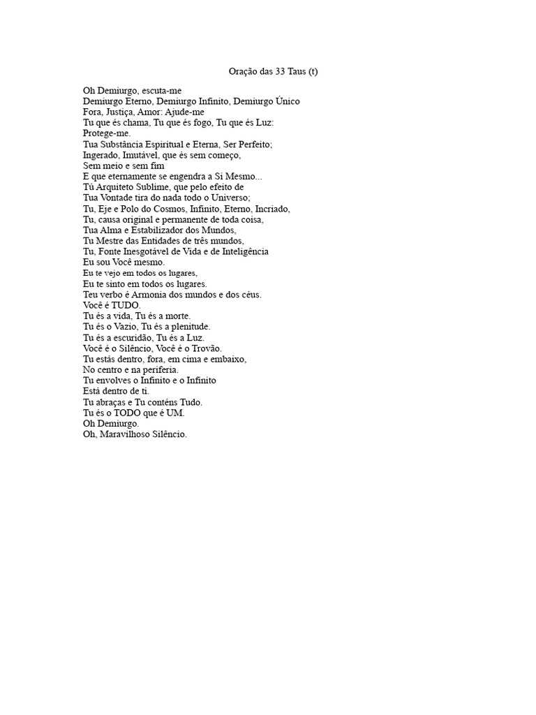 Oração Das 33 Taus | PDF